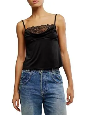 Free People Sophie Lace Trim Camisole - Black