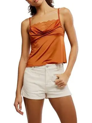 Free People Sophie Lace Trim Camisole - Cinnamon Stick