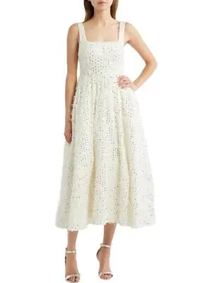 SONYA MODA Valentino Sequin Tweed Midi Dress - Pearl
