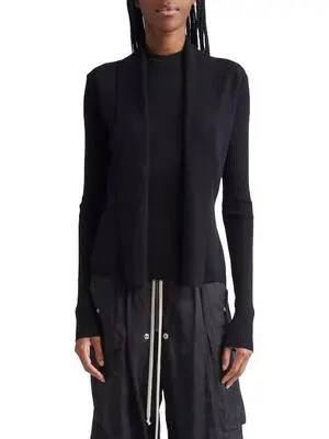 Rick Owens Open Front Rib Cardigan - Black