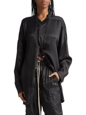 Rick Owens Long-sleeve Belted Satin Minidress - Black