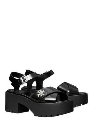 Tory Burch Turnlock Lug Sole Platform Sandal - Black