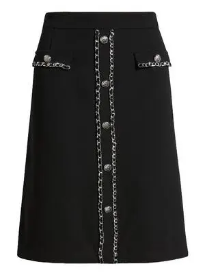 Ming Wang Chain Trim A-line Skirt - Black