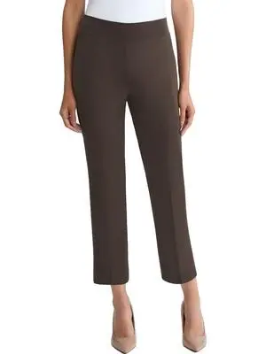 Ming Wang Straight Leg Knit Ankle Pants - Dark Umber