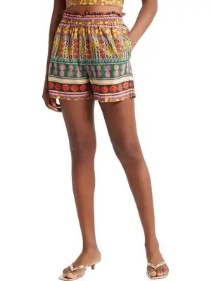 VERO MODA Tropical Print High-Waist Cotton Shorts