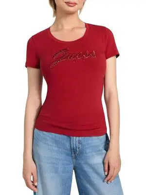 Guess Logo Script T-Shirt Siren Red