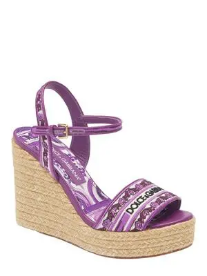 Dolce & Gabbana Majolica Espadrille Wedge Sandal - I03tn Maiolica 3 Viola