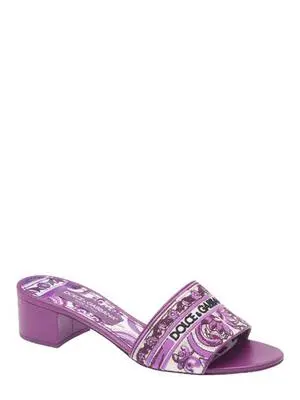 Dolce & Gabbana Majolica Slide Sandal - I03tn Maiolica 3 Viola