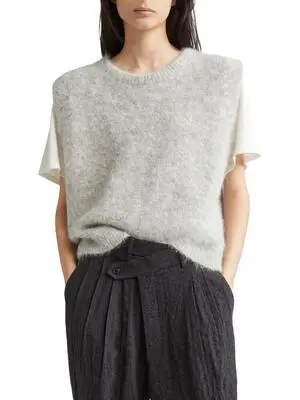 R13 Deep Armhole Sweater Vest - Light Heather Grey