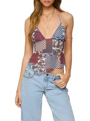 EDIKTED Patchwork Halter Neck Tank - Mix