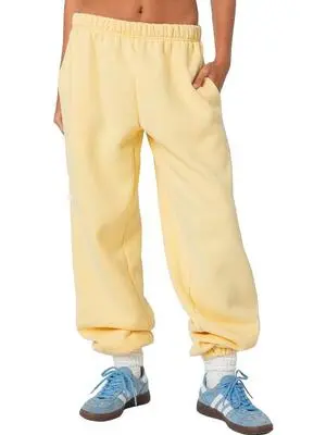 EDIKTED Oversized Cotton-blend Sweatpants - Yellow
