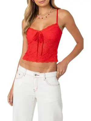 EDIKTED Lace Strappy Camisole - Red
