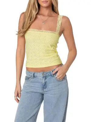 EDIKTED Virginia Lace Trim Eyelet Camisole - Yellow