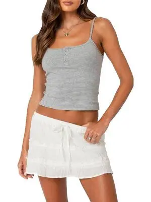 EDIKTED Striped Henley Camisole - Gray-melange