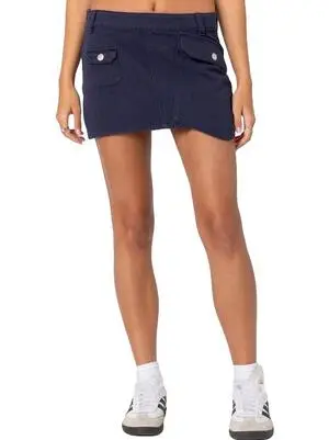 EDIKTED Asymmetric Pocket Miniskirt - Navy