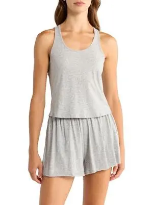 Lunya Organic Pima Cotton Curve Hem Tank - Storm Grey Heather