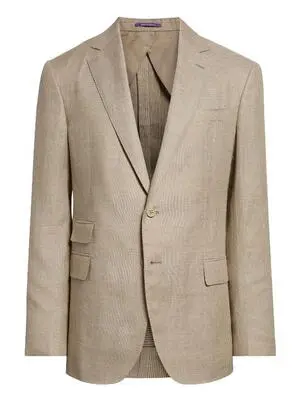 Ralph Lauren Purple Label Glen Plaid Linen & Silk Sport Coat - Summer Sand/truffle