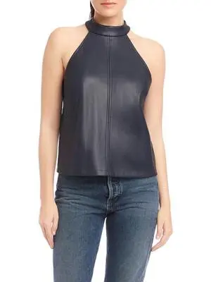 Fifteen Twenty Alexis Faux Leather Top - Navy