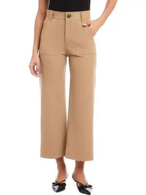 Fifteen Twenty Rylee Stretch Twill Wide Leg Crop Pants - Camel