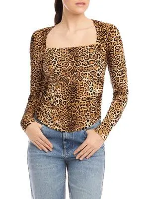 Fifteen Twenty Cady Animal Print Top - Leopard