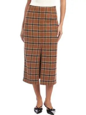Fifteen Twenty Plaid Midi Skirt - Brown Plaid