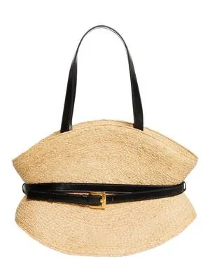 Balmain Medium Shuffle Raffia Tote - Natural/black