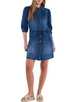 WASH LAB DENIM Wash Lab Denim Utility Shirt Dress Modern Blue
