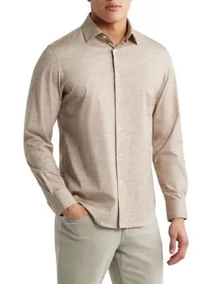 Bugatchi James Ooohcotton® Space Dye Button-up Shirt Camel