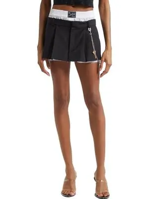 Alexander Wang Pleated Skort With Detachable Chain Black/white