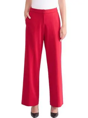 Misook Seamed Wide Leg Pants - Scarlet Red