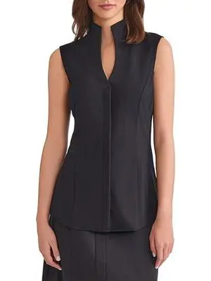 Misook Pima Cotton Sleeveless Shirt - Black