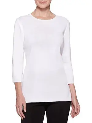Misook Knit Tunic Top - White