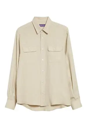 Ralph Lauren Purple Label Cooper Silk & Linen Button-up Shirt - Summer Sand