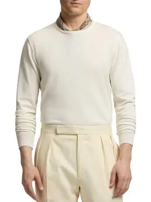 Ralph Lauren Purple Label Cotton Crewneck Sweater - Classic Cream