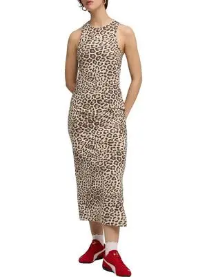 PUMA Leo Leopard Print Tank Dress - Alpine Snow-iced Coffee