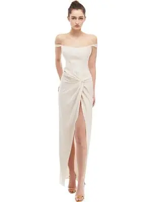 MOTHER OF ALL Sculptured Neckline Maxi Dress - Cream