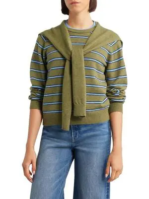 Wit & Wisdom Tie Sleeve Sweater - Forest Moss/airy Blue Multi