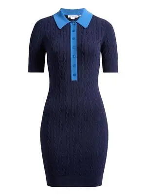 Good American Cable Stitch Polo Sweater Dress - Midnight002