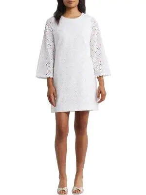 LILLY PULITZER® Eyelet Embroidered Shift Dress - Resort White Beach Haven