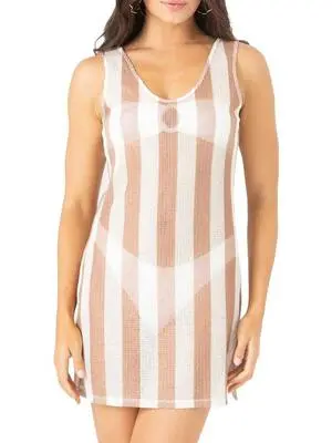 Roxy Stripe Sheer Cover-up Dress - Neutral Co