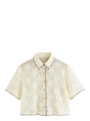 NEXT Palm Jacquard Mesh Shirt - Neutral