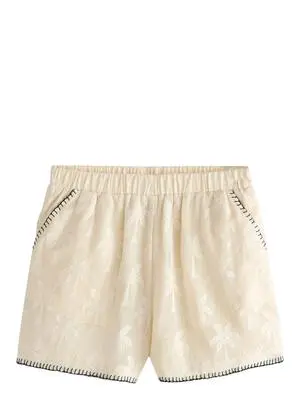 NEXT Palm Jacquard Open Knit Shorts - Neutral