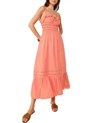 FRIENDS LIKE THESE Broderie Anglaise Ruffle Maxi Sundress - Orange
