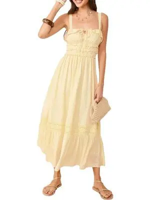 FRIENDS LIKE THESE Broderie Anglaise Ruffle Maxi Sundress - Yellow