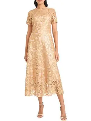 Maggy London Sequin Fit & Flare Cocktail Dress - Caramel
