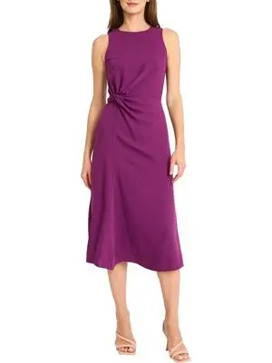 Maggy London Twist Sleeveless Midi Dress - Plum Caspia