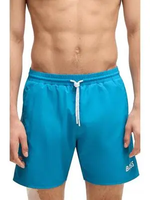 BOSS Solid Swim Trunks - Turquoise