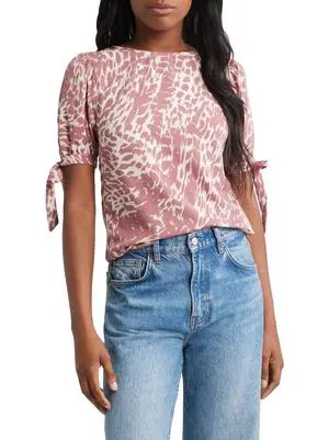 FRIENDS LIKE THESE Tie Sleeve Printed Top - Pink