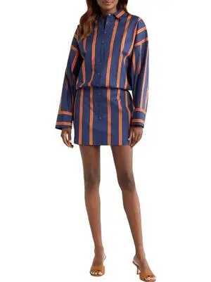 STAUD Cynthia Stretch Cotton Mini Shirtdress