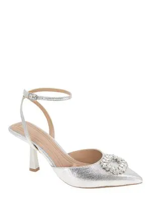 Bcbgmaxazria Ipany Ankle Strap Metallic Pump - Silver